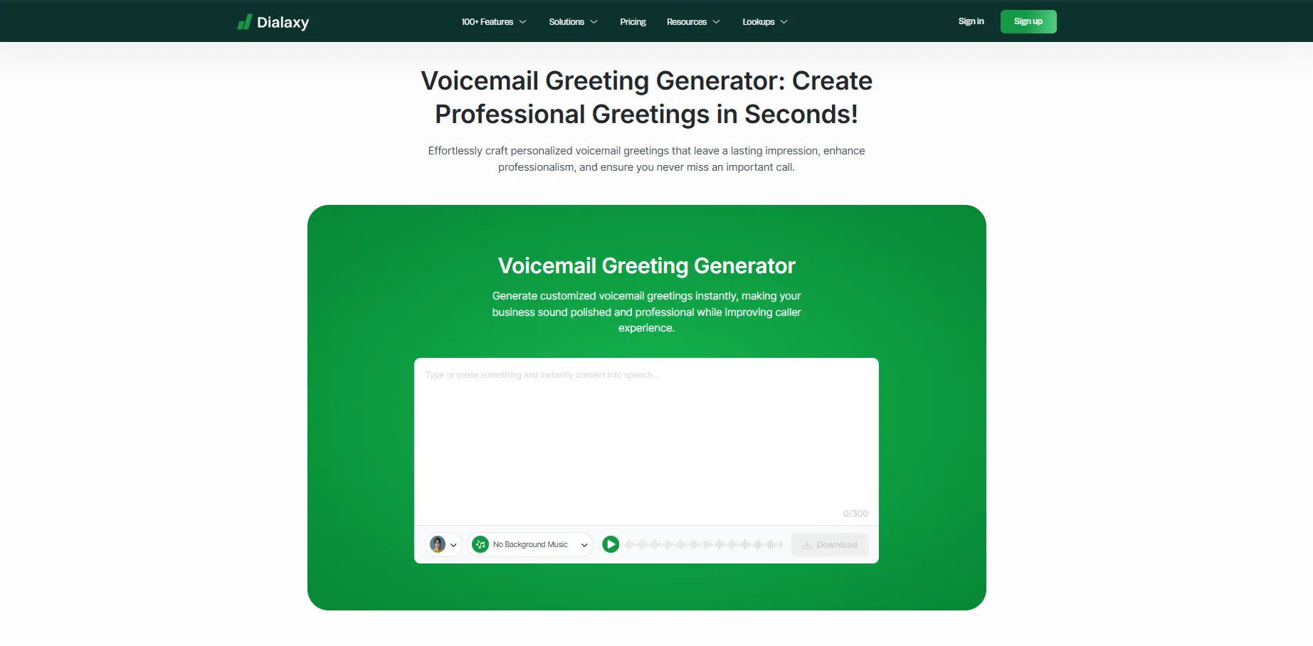 Free Voicemail Greeting Generator - Dialaxy